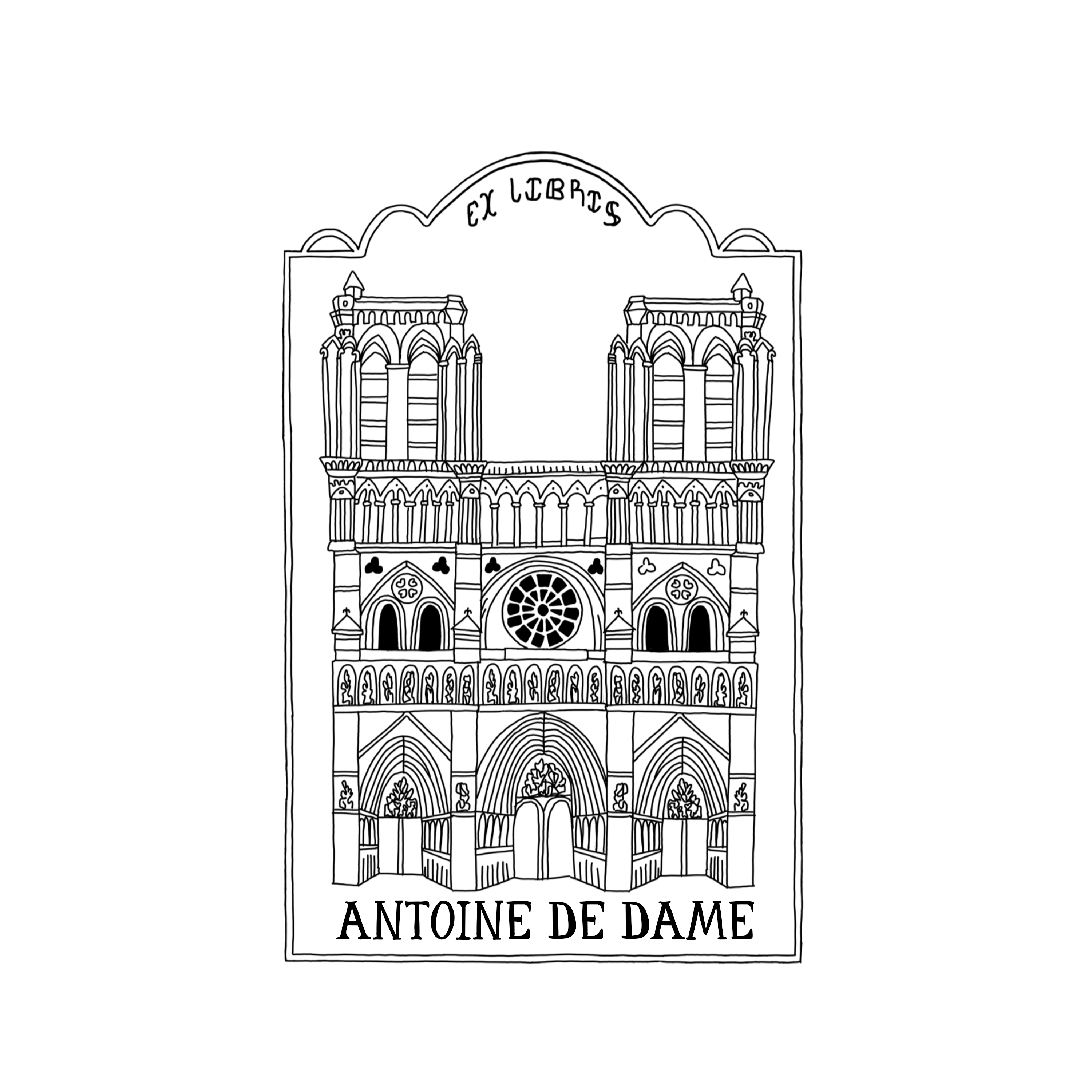 Ex-Libris Notre Dame – Tampon personnalisé pour lecteur – Ex-Libris Paris