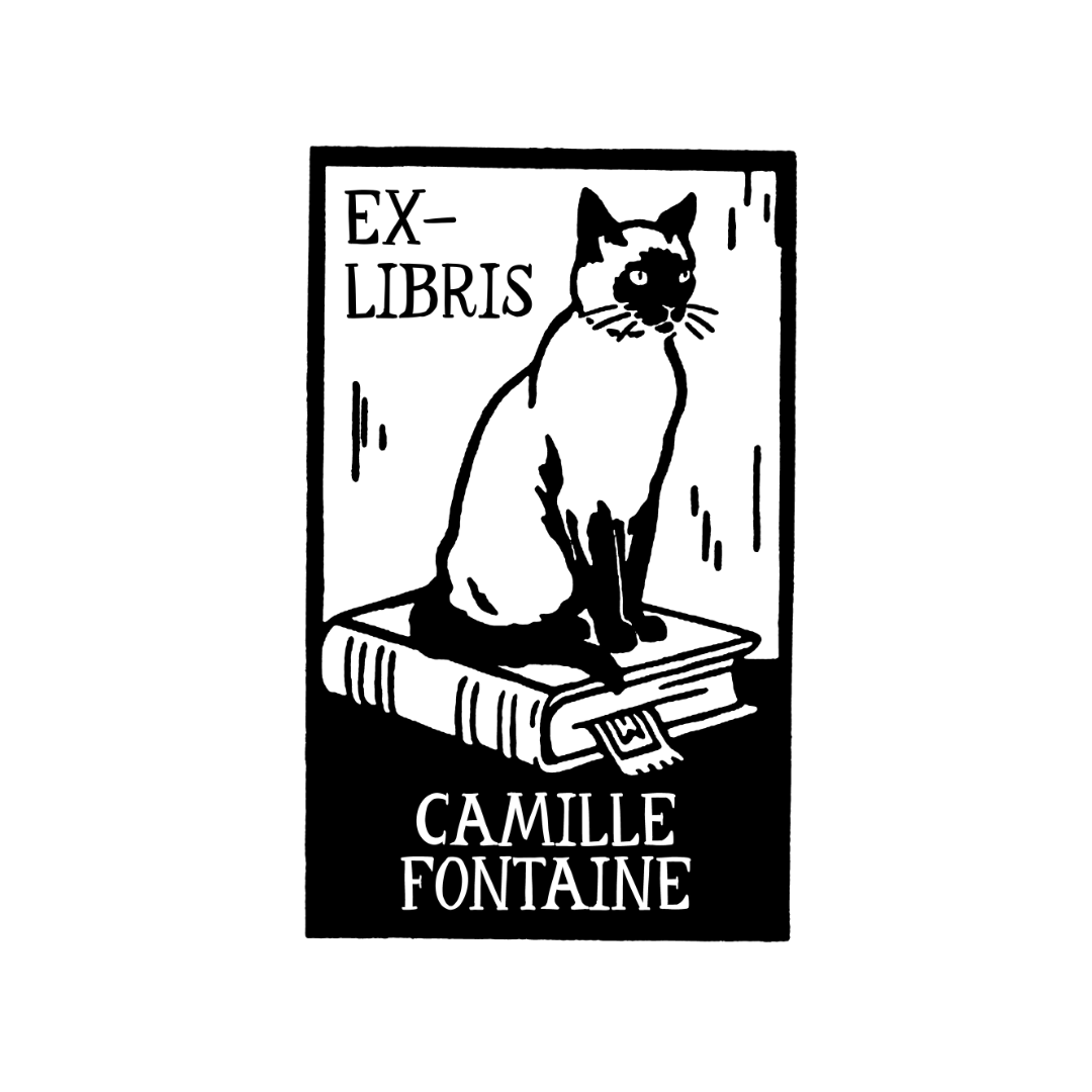 Personalized Ex-Libris Stamp with cat - Mustache & Capital Letters – Ex ...